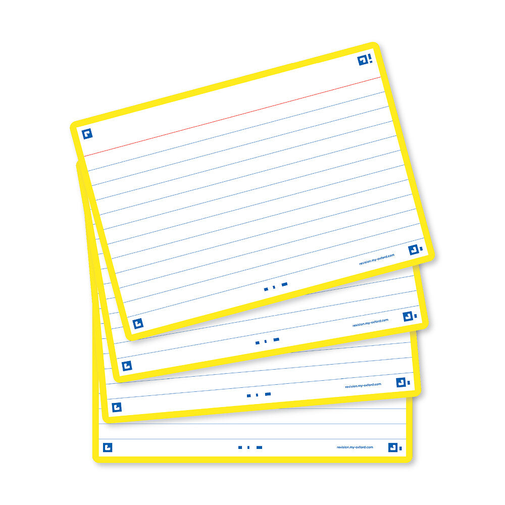 Oxford A6 Flash Cards Yellow Ruled - Pack of 80