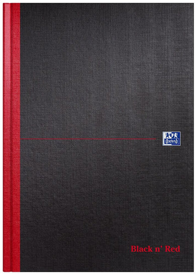 Black n' Red A4 Casebound Hardback Notebook - Ruled, 192 Pages