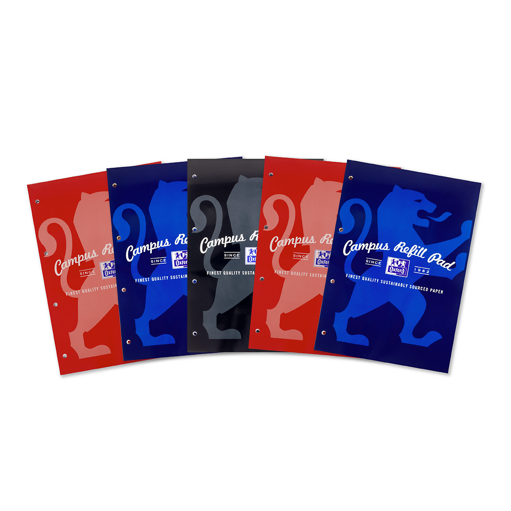Oxford Campus A4 Refill Pads - Assorted Colours, 140 Pages, Pack of 5